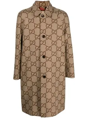 Gucci Gg-pattern Single-breasted Coat