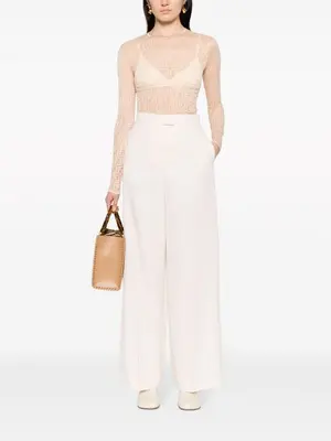 Fendi Monogram-jacquard Mesh Bodysuit - Neutrals