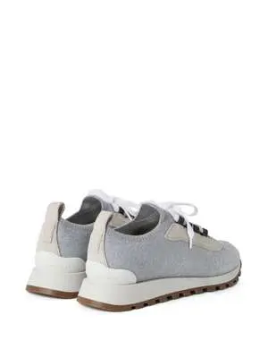 Brunello Cucinelli Lace-up Panelled Sneakers - Grey