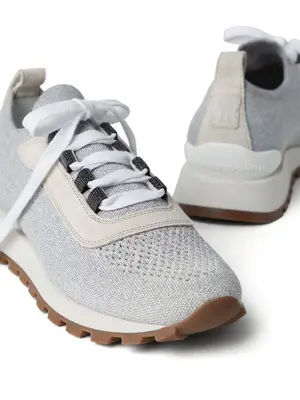 Brunello Cucinelli Lace-up Panelled Sneakers - Grey