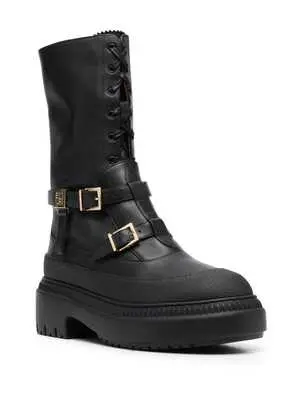 Fendi Delfina Leather Biker Boots