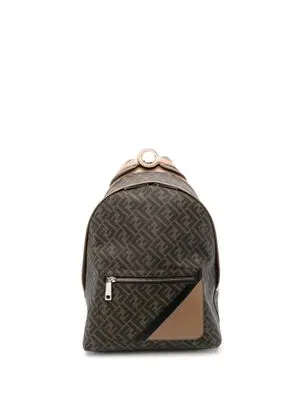 Fendi Ff-print Diagonal Backpack - Brown
