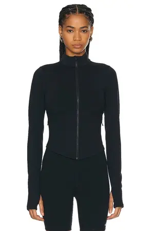 Alo Yoga Airbrush Corset Full Zip Jacket - Black | Editorialist