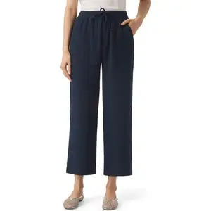 Splendid Adele Cotton Gauze Drawstring Pants - Navy