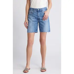 Ag AG Ex-Boyfriend Distressed Raw Hem Mid Length Denim Shorts 18 Years Ceremony