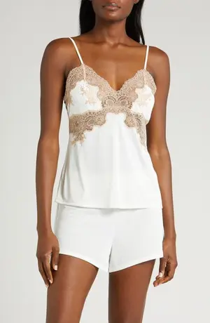 Natori Harper Lace Appliqué Short Camisole Pajamas - Ivory