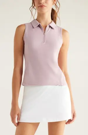 Zella Replay Half Zip Polo Tank - Purple Dawn