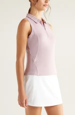 Zella Replay Half Zip Polo Tank - Purple Dawn