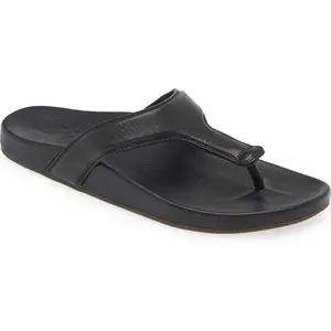 Olukai Kipea Lipi Thong Sandal - Black/black