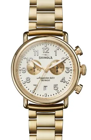 Shinola Runwell 2 Eye Chronograph Bracelet Watch - Gold/ivory