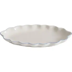 KASSATEX Le Marais Porcelain Tray - White/ Cornflower Blue