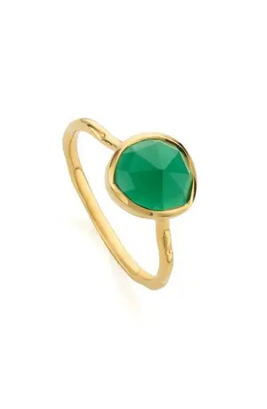 Monica Vinader Siren Green Onyx Stacking Ring - Yellow Gold