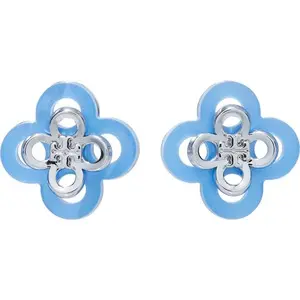 Tory Burch Kira Clover Stud Earrings - Tory Silver/blue