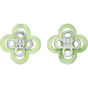 Tory Burch Kira Clover Stud Earrings - Tory Silver/mint