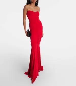 Norma Kamali Ruched Strapless Gown