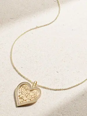 SYDNEY EVAN Icon Wallpaper Heart Diamond Necklace - Gold