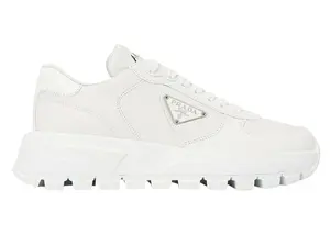 Prada Leather Sneakers With Logo White/white
