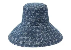 Gucci Gg Canvas Wide Brim Hat - Blue/ivory