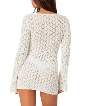 EDIKTED Crochet Mini Dress With Cut Out