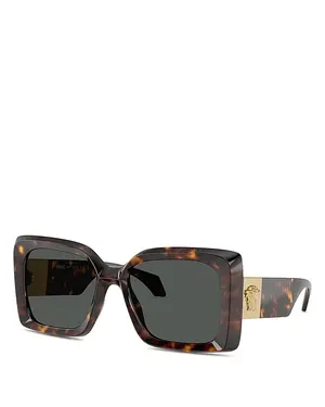 Versace Medusa Plaque Square Sunglasses - Havana/gray Solid