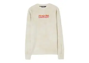 Palm Angels Burning Logo Classic Longsleeve T-shirt - Off White/black (fw22)