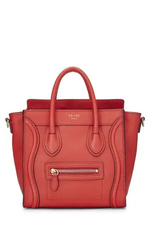 Celine Leather Luggage Nano Red