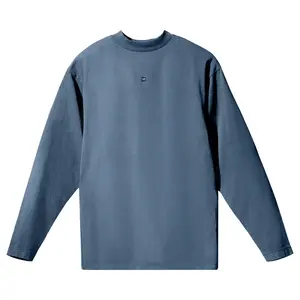 Yeezy Engineered By Balenciaga Logo Long-sleeve Tee 'dark Blue' Blue