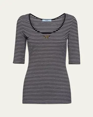 Prada Striped Jersey Top