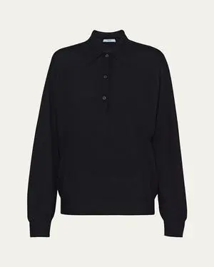 Prada Prada Long Sleeve Cashmere Polo Sweater - F0002 Nero