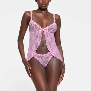 SKIMS Stretch Lace Babydoll Top Cotton Candy