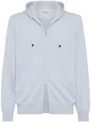 Brunello Cucinelli Zip-up Cashmere Hoodie - Blue