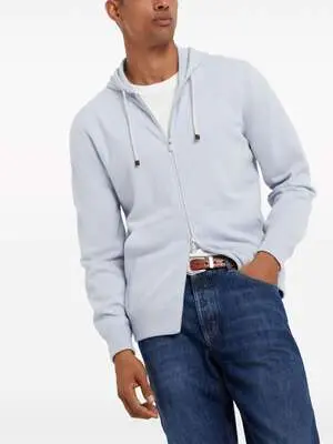 Brunello Cucinelli Zip-up Cashmere Hoodie - Blue