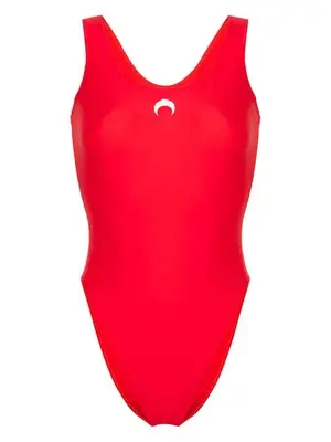 MARINE SERRE Moon-print Swimsuit - Red