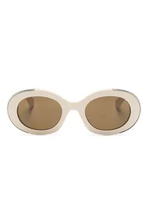 Alexander McQueen Oval-frame Sunglasses - Neutrals