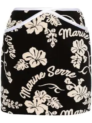 MARINE SERRE Patterned Jacquard Mini Skirt - Black