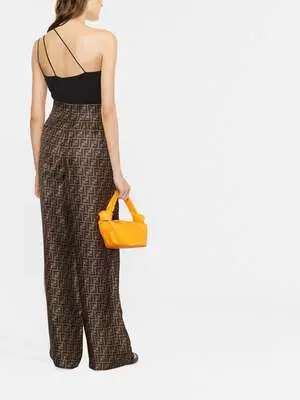 Fendi Ff Motif Silk Palazzo Trousers - Brown