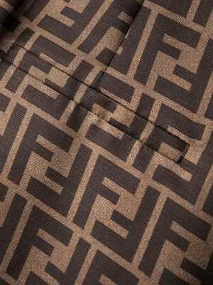 Fendi Ff Motif Silk Palazzo Trousers - Brown