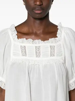 DÔEN Frances Lace-detailed Blouse - White