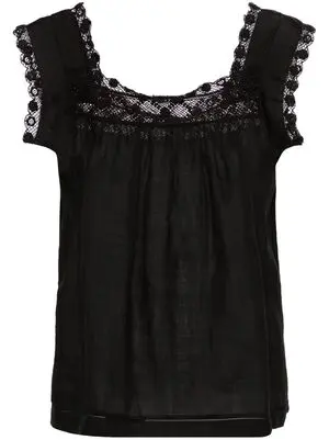 DÔEN Aphra Crochet-trim Blouse - Black