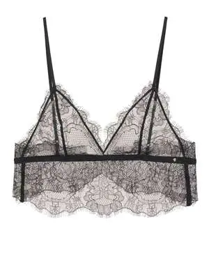 ANINE BING Lace Scallop-hem Bralette - Black