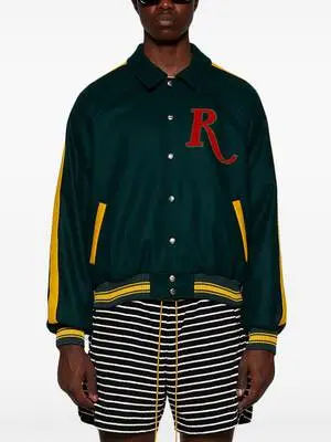 Rhude Varsity Wool Bomber Jacket - Green