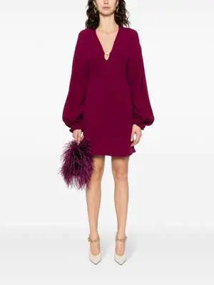 Fendi Cady Silk Minidress With Logo Plaque - Red