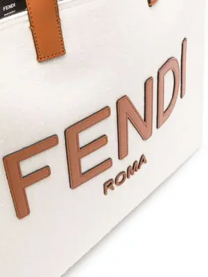 Fendi Jacquard-logo Canvas Tote - Neutrals