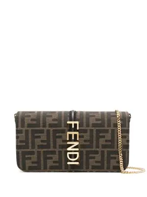 Fendi Graphy Jacquard Chain Wallet - Brown