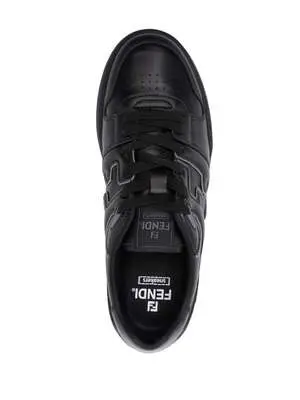Fendi Match Leather Sneakers - Black