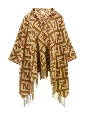 Fendi Jacquard Cashmere Poncho - Brown