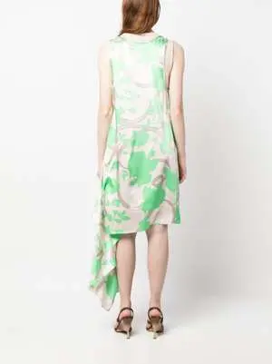 Fendi Floral-motif Draped Silk Dress - Neutrals