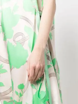 Fendi Floral-motif Draped Silk Dress - Neutrals