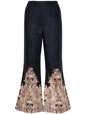 Zimmermann Natura High-waisted Flared Trousers - Blue