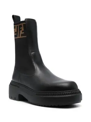 Fendi Domino Leather Ankle Boots